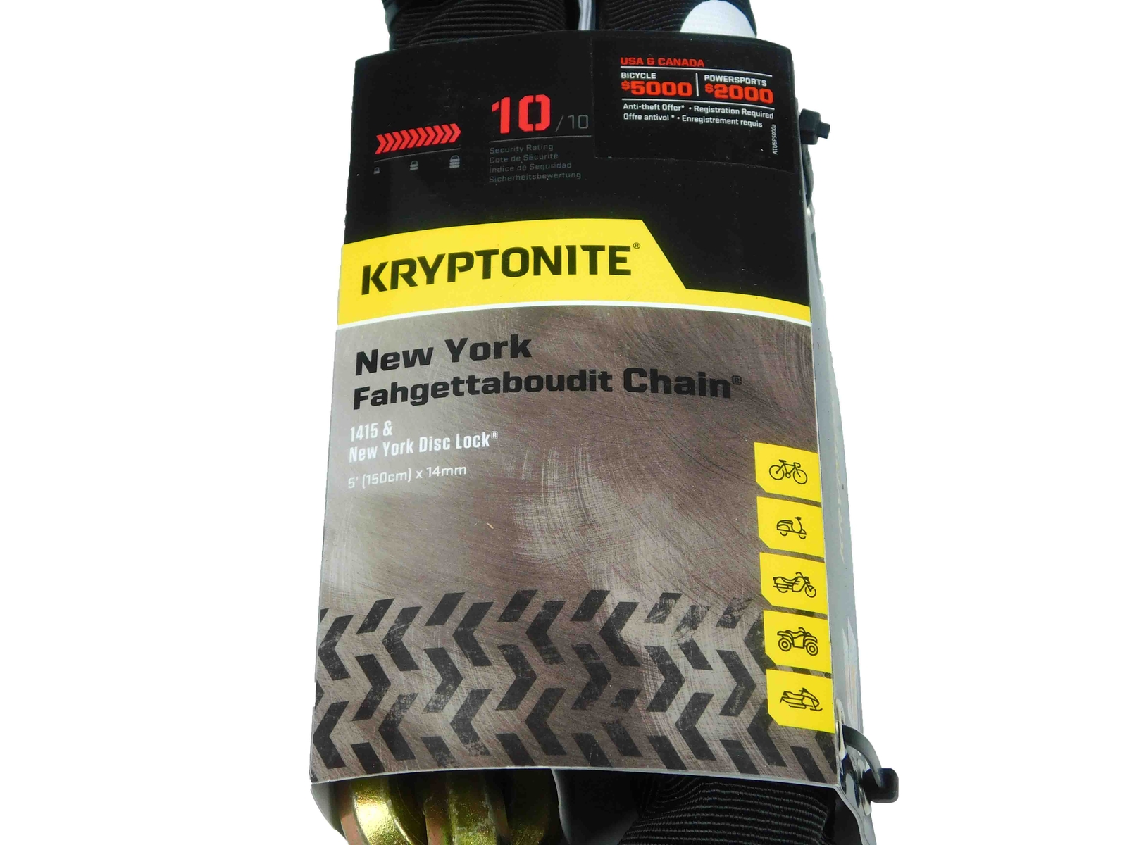3x Kryptonite New York Fahgettaboudit Bike Chain 1415 and Disc Lock: 5 ...