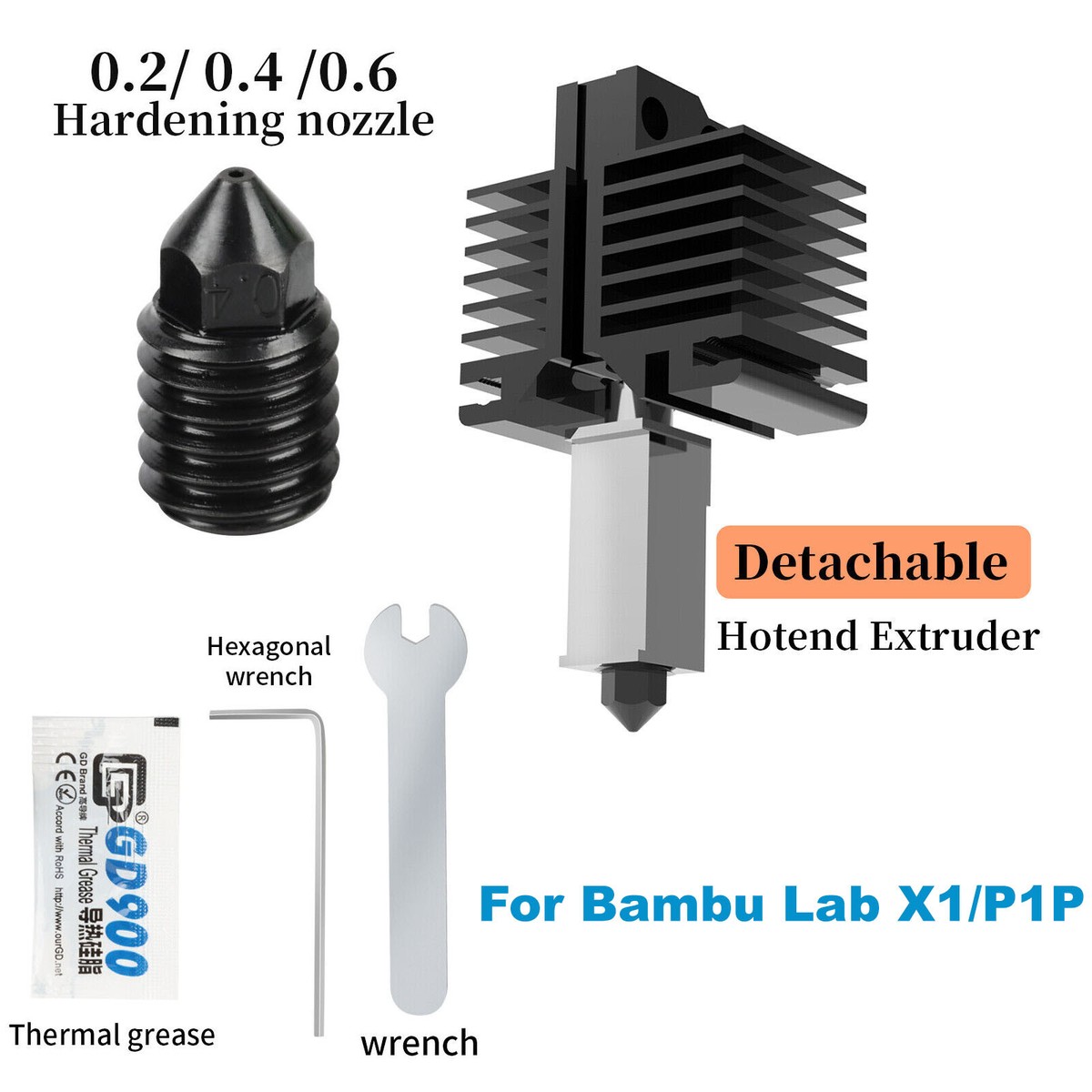 Complete Hotend Assembly Bambu Lab X1C Steel Nozzle 3D CAD, 50% OFF