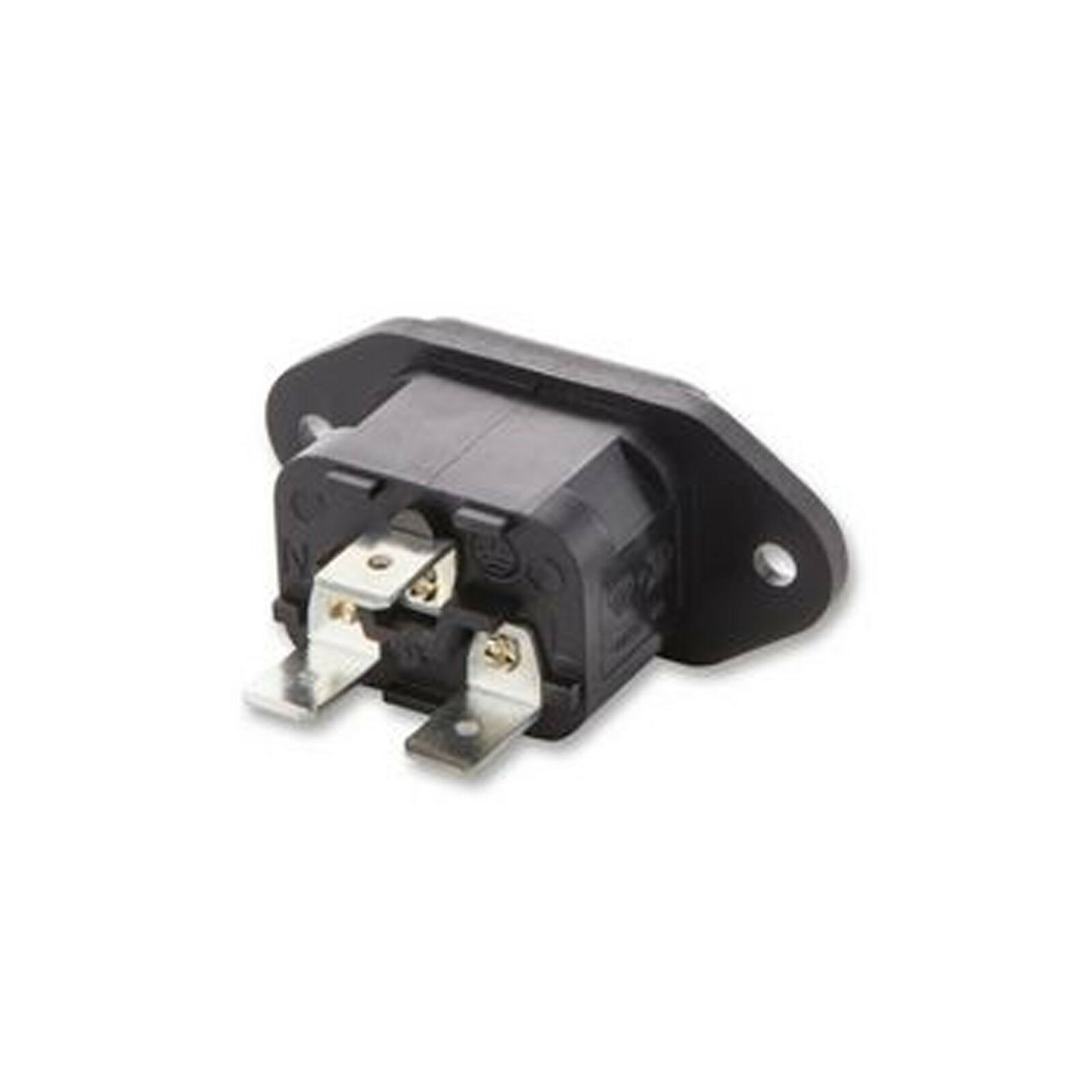 IEC 10A C14 3 Pin Chassis Panel Mount Plug (Pins) Connector 6.35mmTABS ...