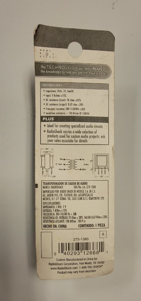 Radio Shack Miniature Audio Output Transformer 273-1380 | eBay