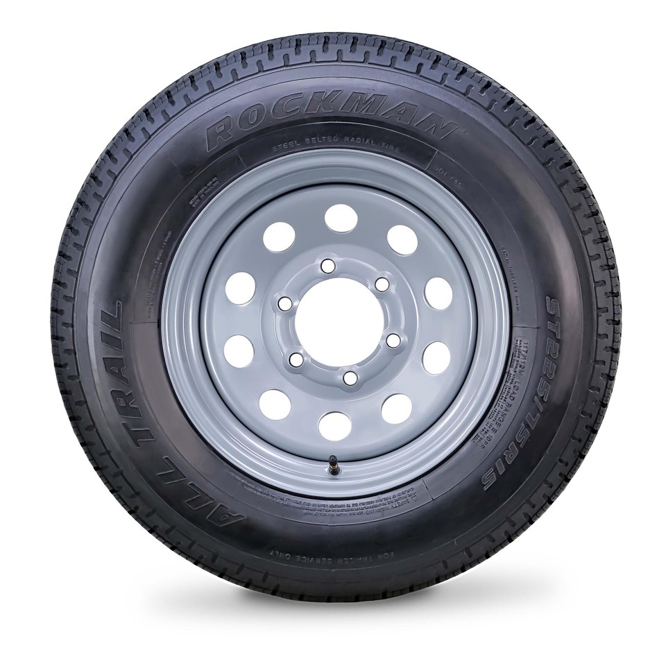 ROCKMAN Trailer Tire Wheel ST225/75R15 10-Ply E 117M 6 Lug on 5.5 ...
