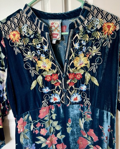 Johnny Was Velvet Embroidered Mabel Burnout Tunic Dress Size A | eBay