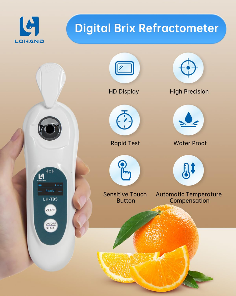 3-In-1 Digital Brix Refractometer with Atc/Refractive Index(Ri), 0-95% ...