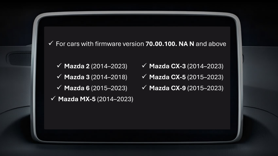 Mazda Firmware Update 70.00.100 NA N - Mazda Connect North America ...