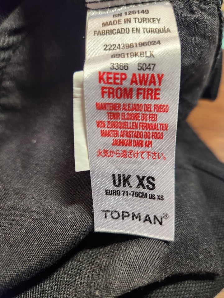 TOPMAN UK Dungaree Faded Black Denim Overalls Mens Size XSmall RN ...