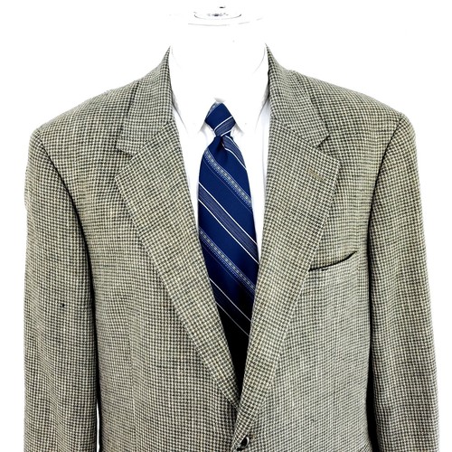Savile Row 100% Silk Textured 2 Button Sport Coat 40R Green Beige Star ...