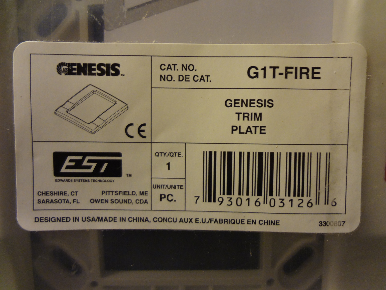 BRAND NEW Edwards EST Genesis G1T-FIRE Trim Plate FREE SHIPPING !!! | eBay