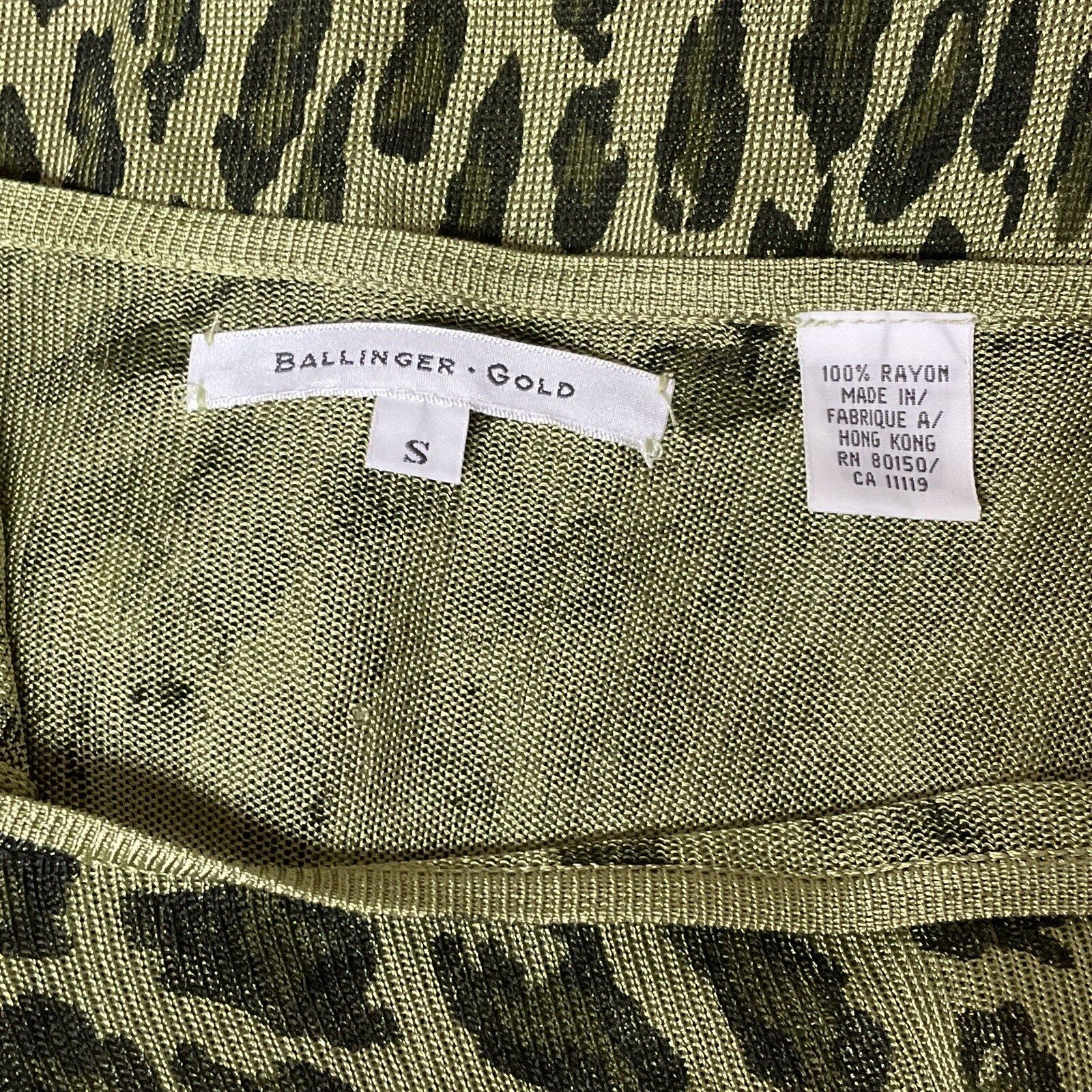 Ballinger Gold Animal Print Pull Over Sweater Green Stretch Top Vintage ...