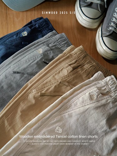 SIMWOOD 2025 Summer New Lightweight 180gsm Cotton Linen Blend Fabric Shorts Men | eBay