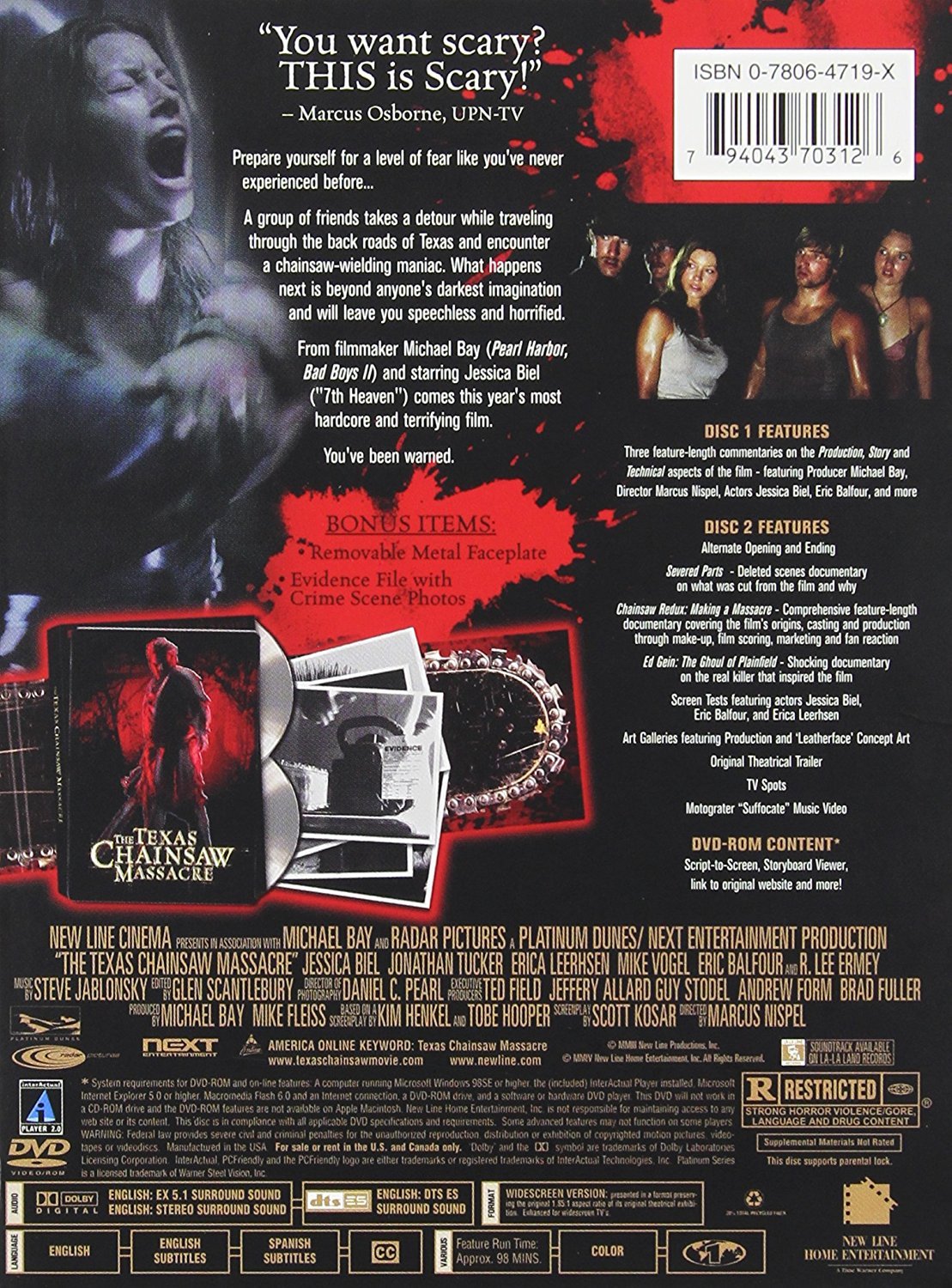 The Texas Chainsaw Massacre DVD MOVIE 2 Disc Set Jessica Biel Special ...