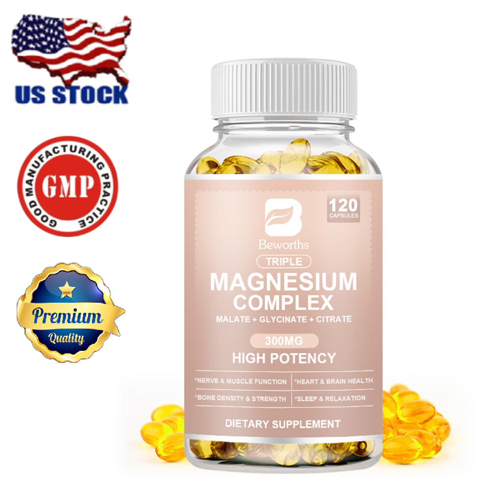 Triple Magnesium Complex Supplement - Mag Glycinate,Citrate,Malate ...
