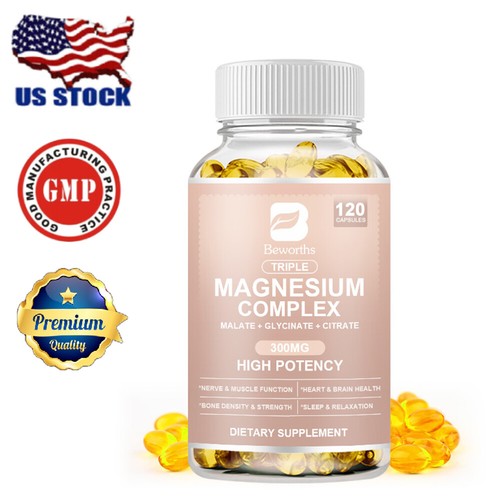 Triple Magnesium Complex Supplement - Mag Glycinate,Citrate,Malate ...
