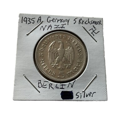 Silver 5 Mark Germany Coin 1935 A-Berlin Nazi Coin/Pre World War 2-Nice ...