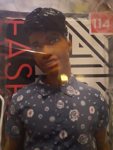 Barbie FASHIONISTAS Ken African American AA Doll Preppy Blue Florals ...