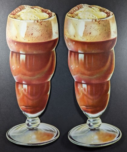 Vintage (Lot of 2) 1950s Ice Cream Float Cardboard Cut Out Decoration ...