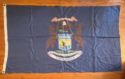 Vintage Michigan State Flag Tuebor Si quaeris peninsulam amoenam ...