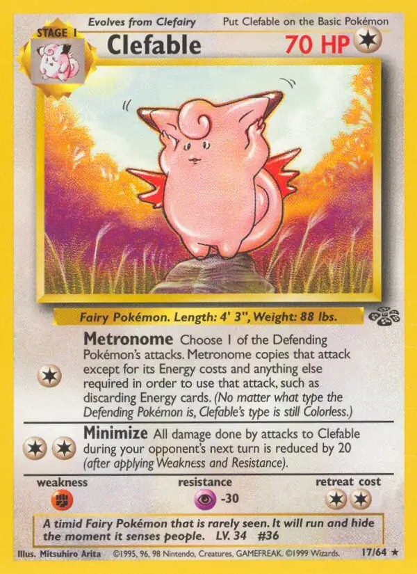 Clefable - 17/64 - Pokemon Jungle Unlimited Rare Card WOTC MP | eBay