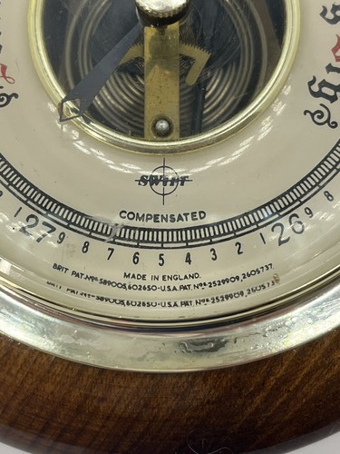 Vintage Swift Compensated Barometer Made In England Round Wood Frame ...
