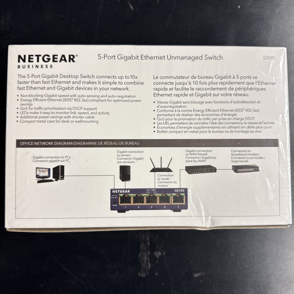 NETGEAR 5-Port Gigabit Ethernet Switch GS105NA Unmanaged Desktop Wall ...