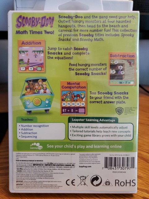 LeapFrog Leapster 1 & 2 Learning Game Scooby-doo Math Times Two for ...