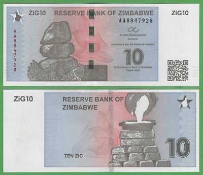 Zimbabwe 10 ZiG 2024, UNC, With QR code NR, P-110 DESIGN | eBay