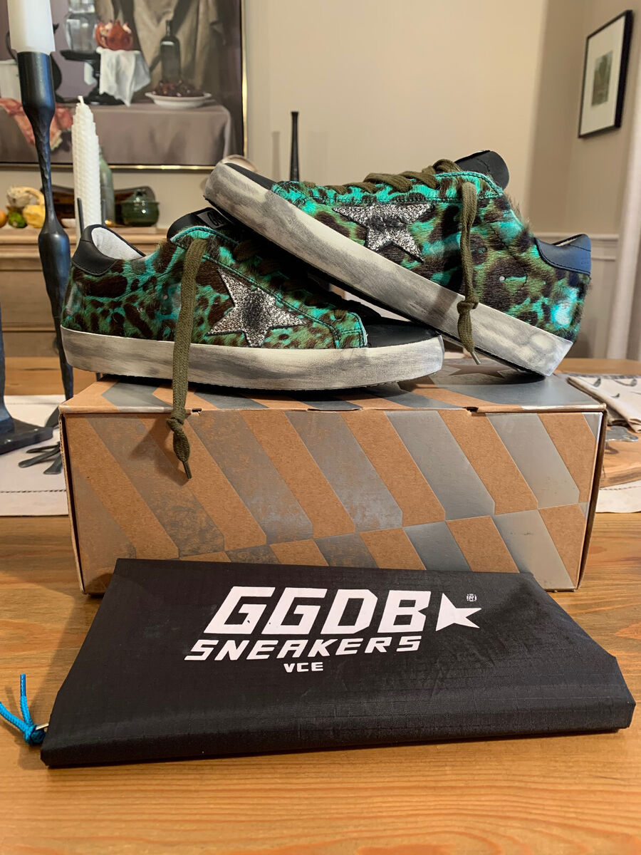 NIB Golden Goose Superstar Green Emerald Leopard Star NIB Golden Goose Superstar Green Emerald Leopard Star