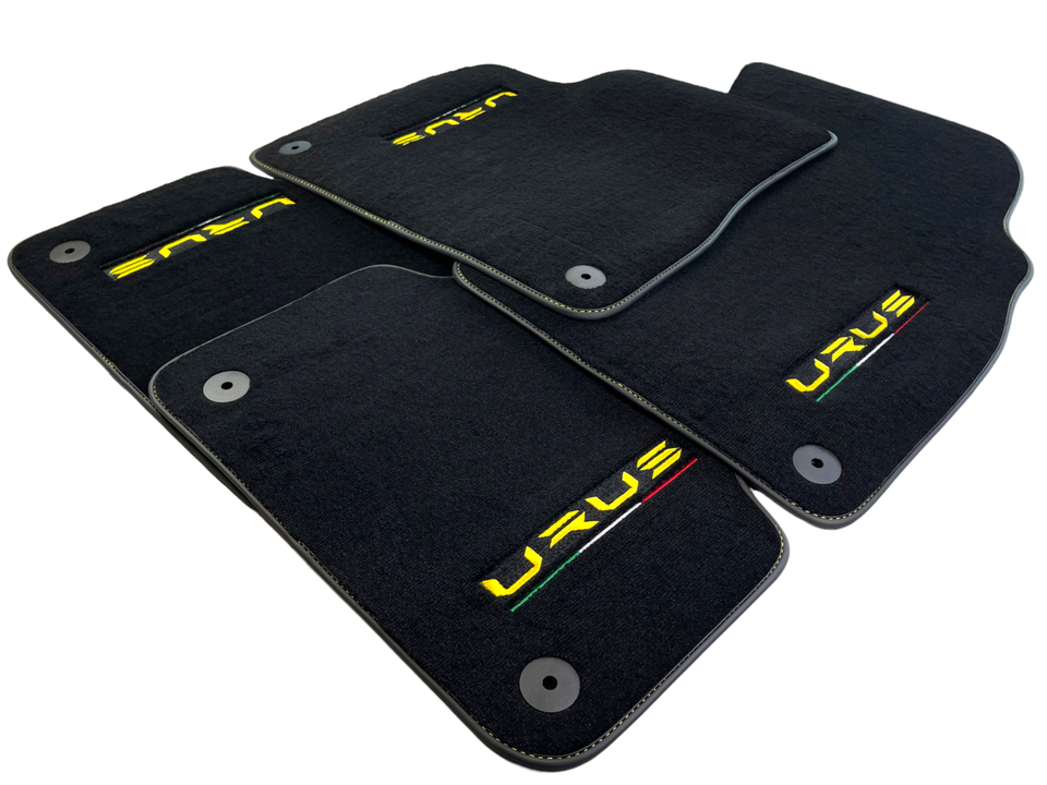 Floor Mats For Lamborghini Urus 2018-2024 Black Carpets Yellow Logo ...