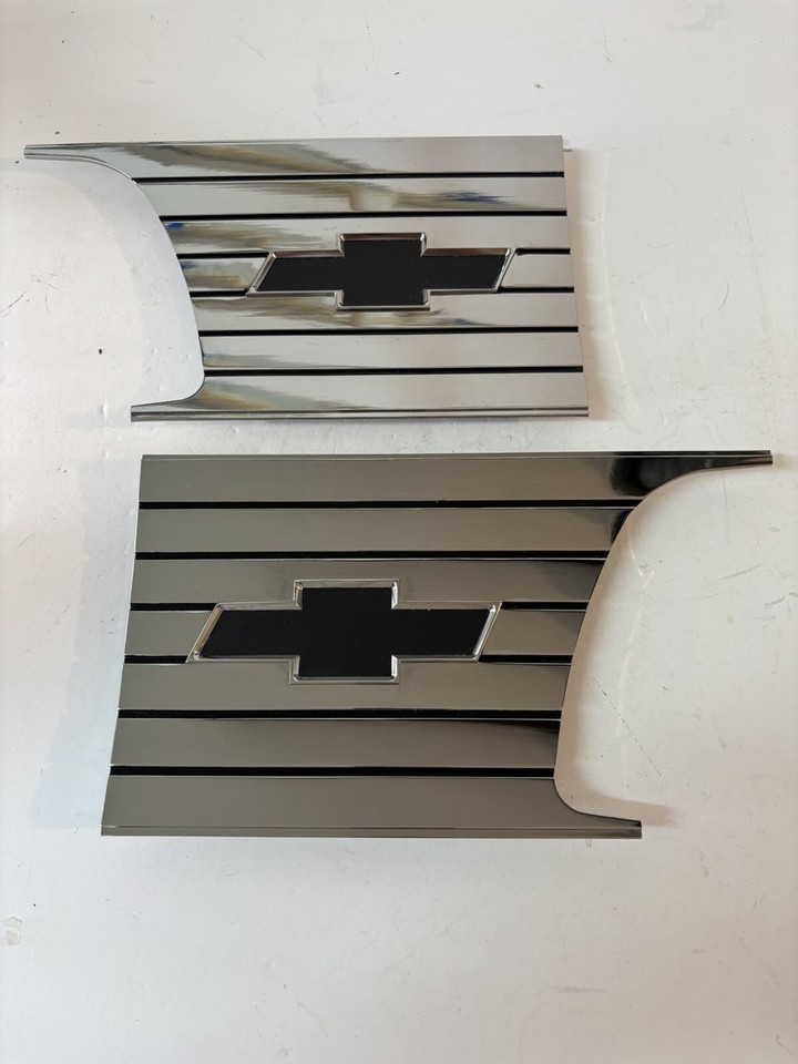NEW 1957-1958 CHEVY CAMEO TRUCK FRONT BED BOWTIE PLATES SAIL PLATES ...