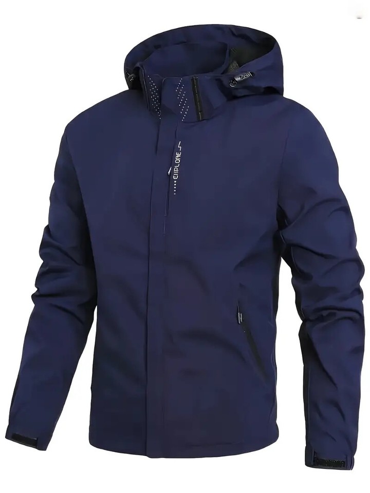 Mens Waterproof Windbreaker Rain Jacket Hooded Soft Shell Outdoor Grey ...