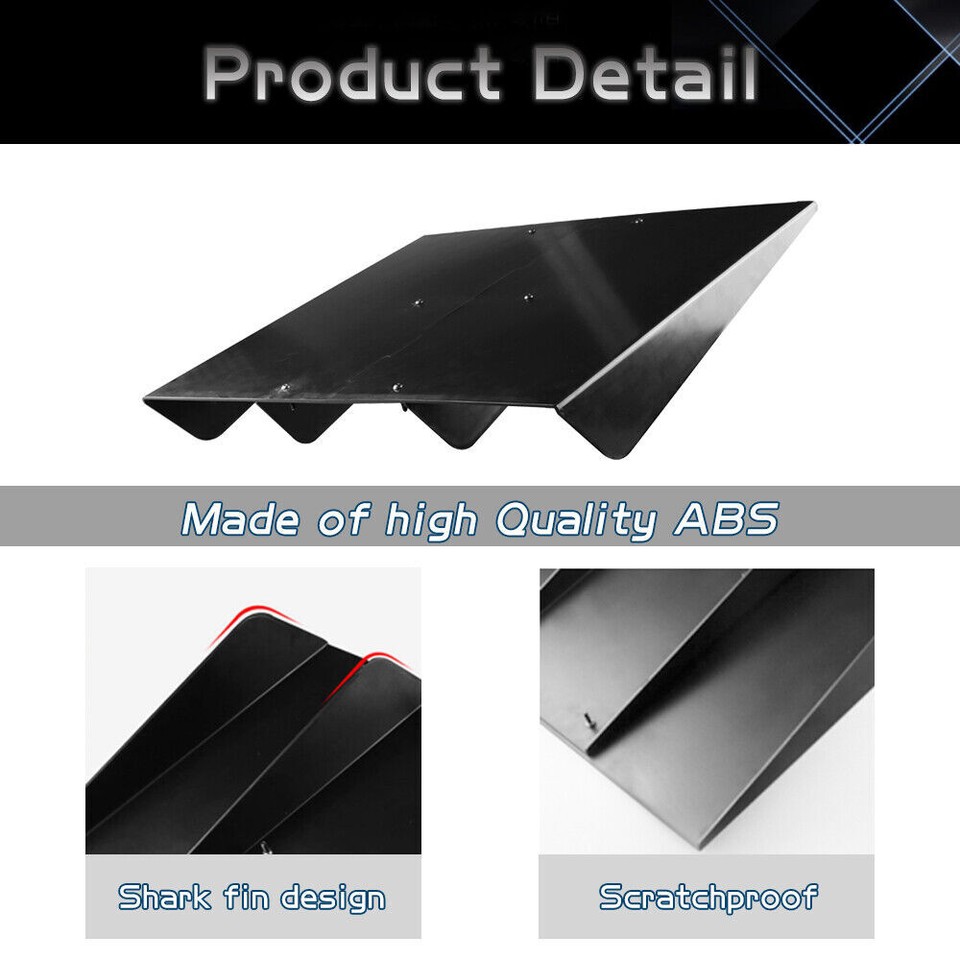 Black Rear Bumper Shark Fin Apron SplitterDiffuser Winglet For Toyota ...