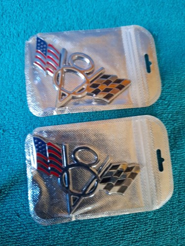Metal V8 American Flag Car Emblem Universal 3D Badge Sticker Decal USA ...