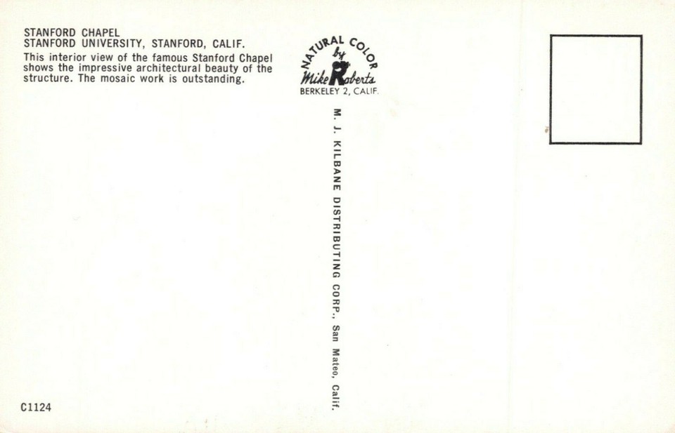 Stanford Chapel University Stanford California Vintage Chrome Post Card ...