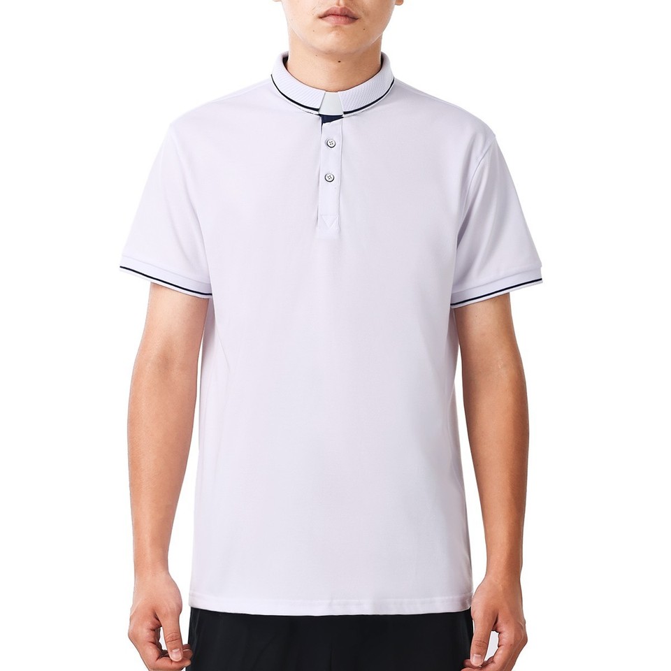 Men Clergy Shirt Clerical Priest Vicar POLO Shirt Tab Collar Pastor ...