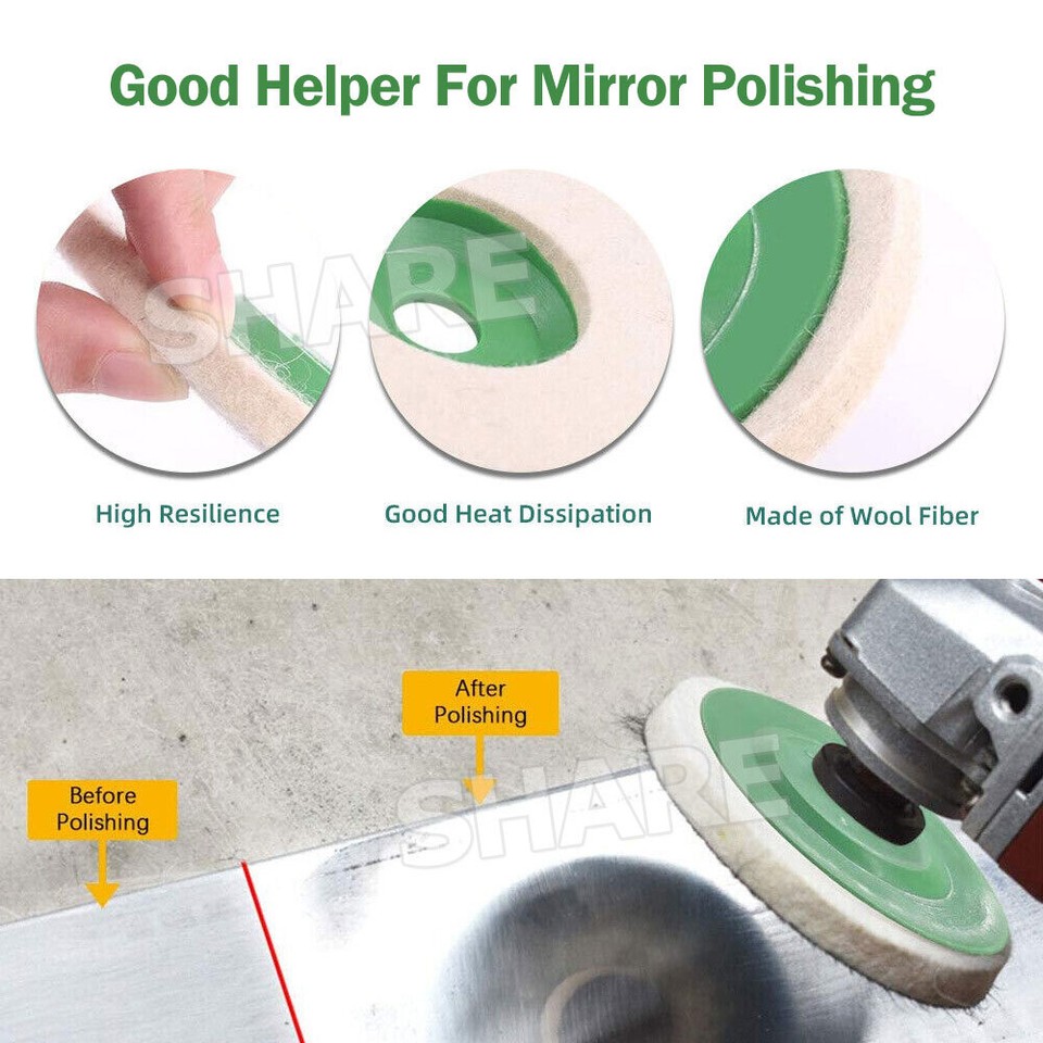 125MM Round Wool Buffing Pad Polishing Wheel Felt Buffer Disc for Angle ...