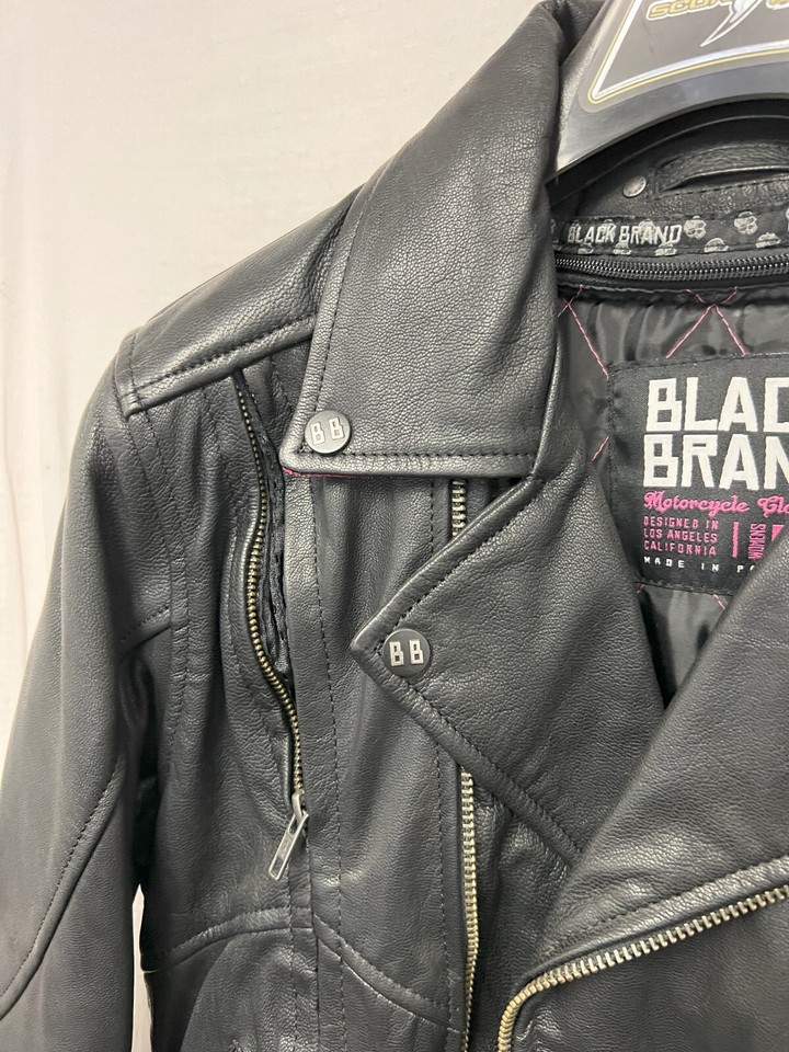 Black Brand Sapphire Motorcycle Street Leather Jacket Black Women's ...