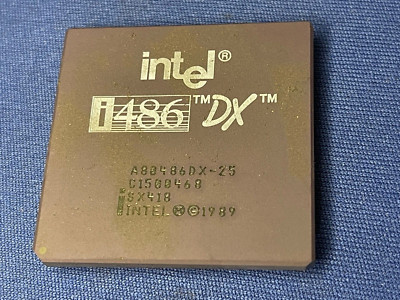 i486DX-25 CPU A80486DX-25 INTEL VINTAGE 89+ 168 Gold Pins NEW RARE LAST ...
