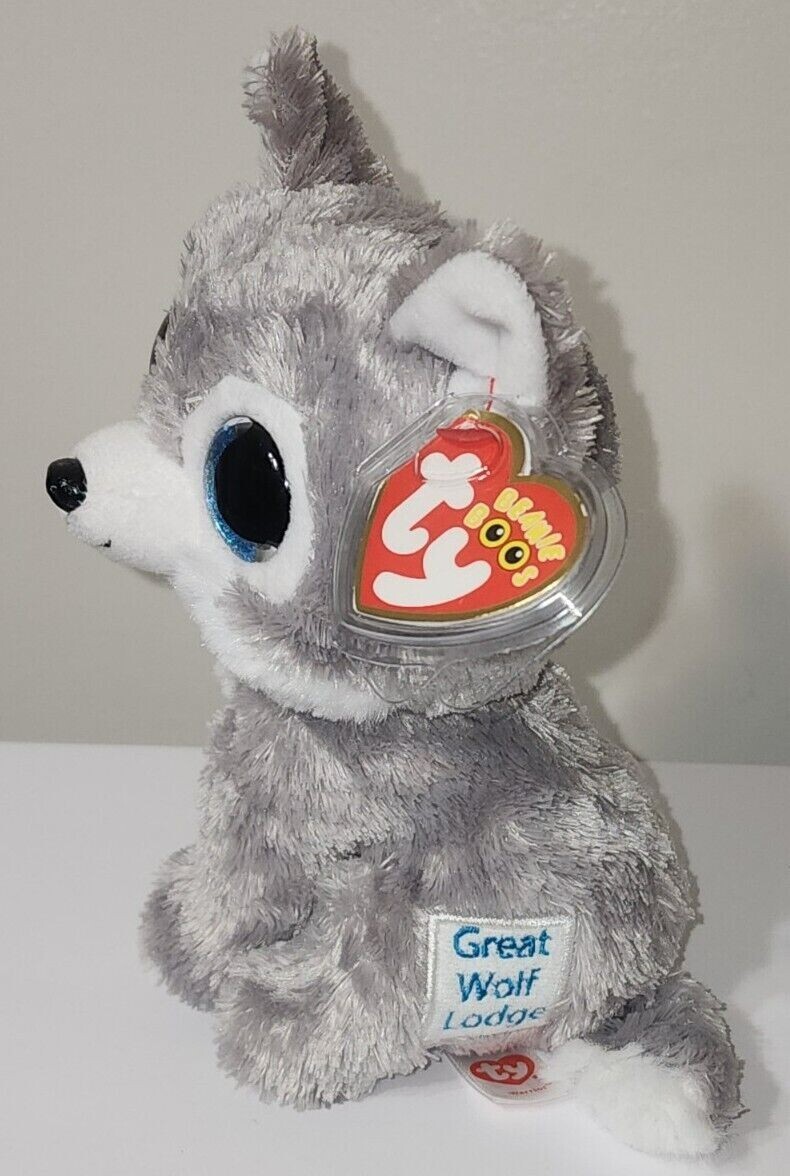 Ty Beanie Boos - WARRIOR the Grey Wolf (Great Wolf Lodge Exclusive) 6 ...