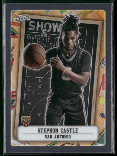 2024-25 Topps Chrome Basketball Stephon Castle 3ST-13 Show & Tell Spurs ...