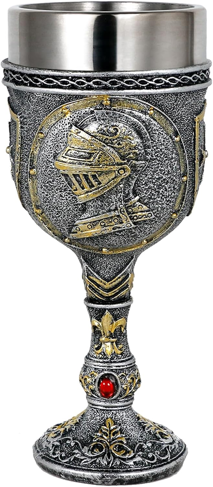 Medieval Armor Knight Wine Goblet - Renaissance Royal Warrior Chalice ...