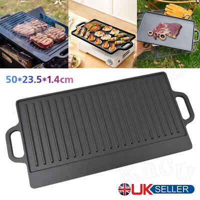 Large Cast Iron Reversible Non Stick Griddle Plate BBQ&Hob Grill Pan ...