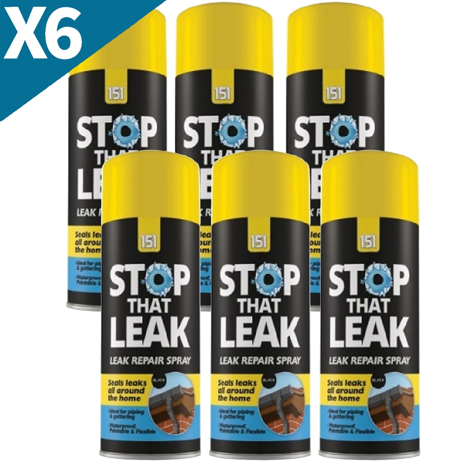STOP THAT LEAK SPRAY BLACK WATERPROOF SEALANT REPAIR MASTIC GUTTER ROOF ...