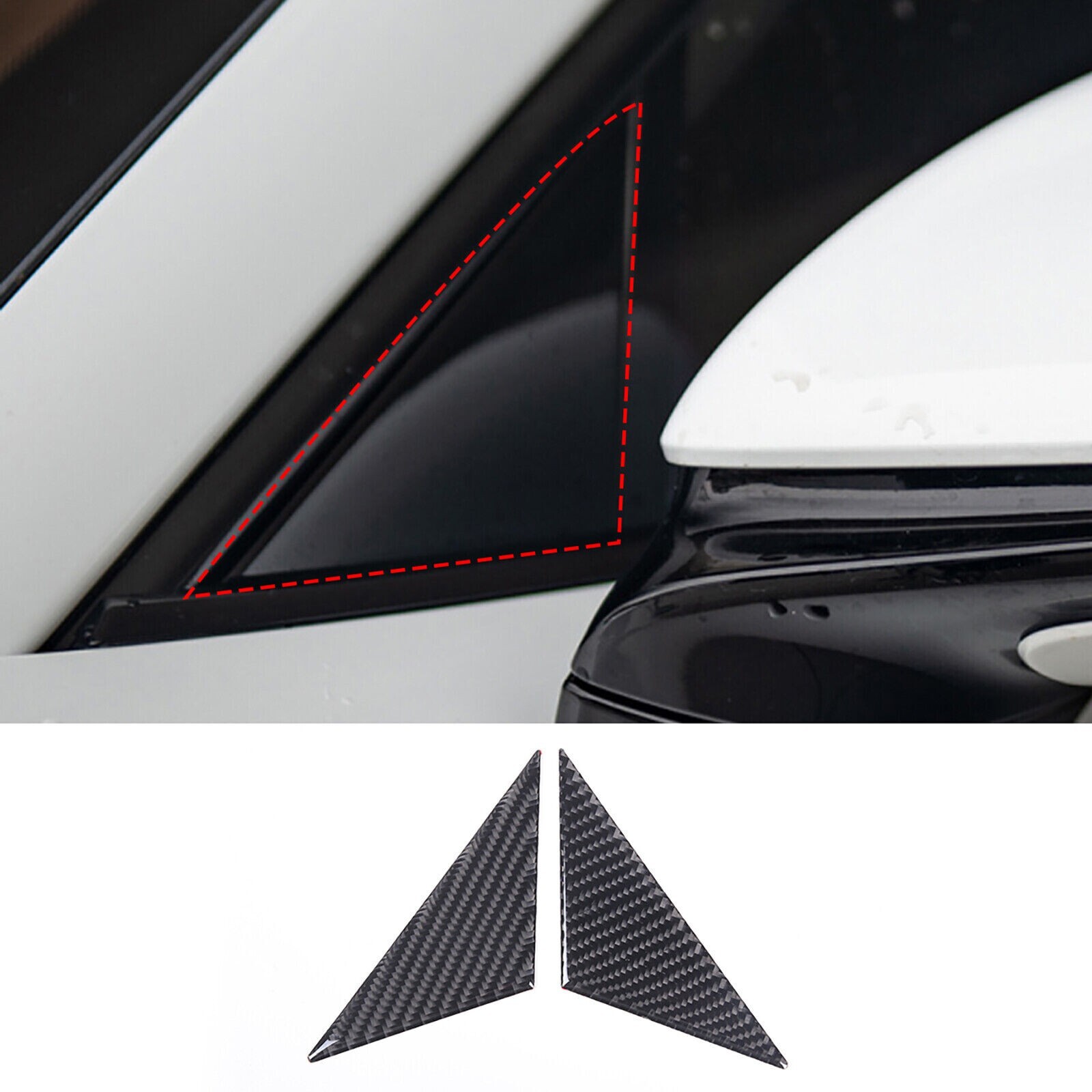 Soft Real Carbon Fiber Door A-Pillar Triangle Cover For Porsche Taycan ...