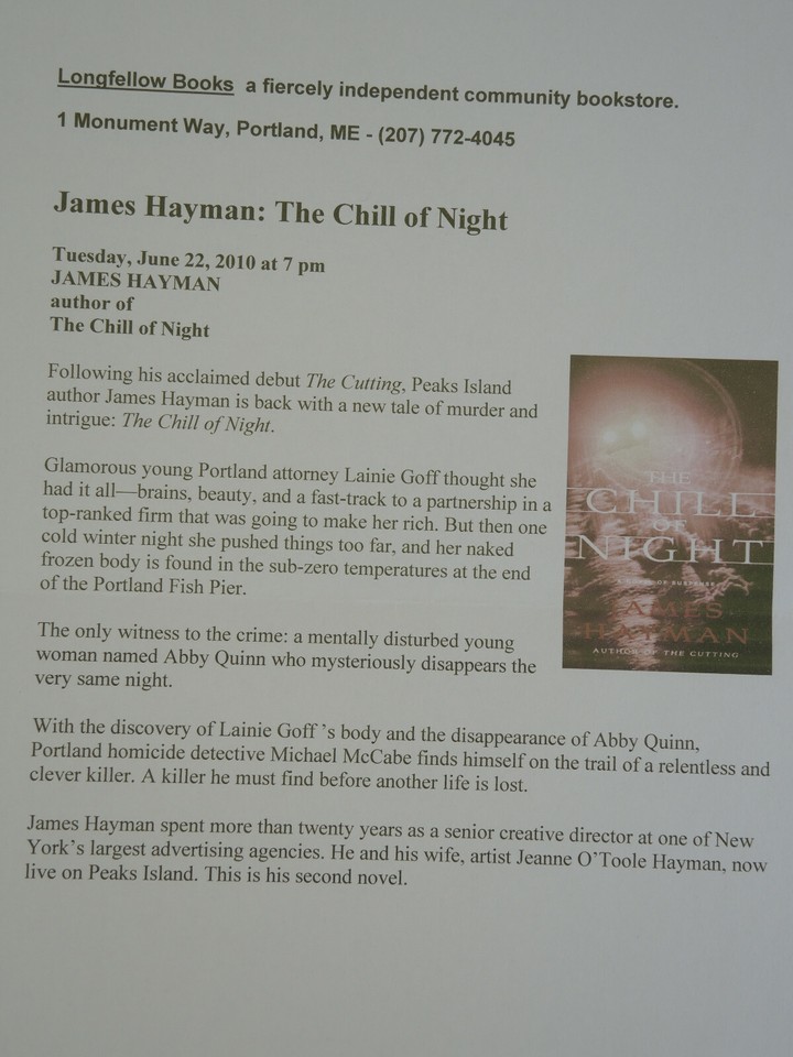 The Chill of Night Hardcover James Hayman SIGNED 1st Ed | eBay