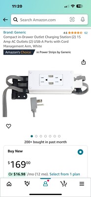 In-Drawer Outlet with USB-A Docking Station Charging 15A Outlets NEW | eBay