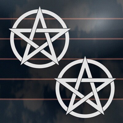 2 x PENTAGRAM Stickers 100mm wikan witchcraft pagan 5 point star car ...