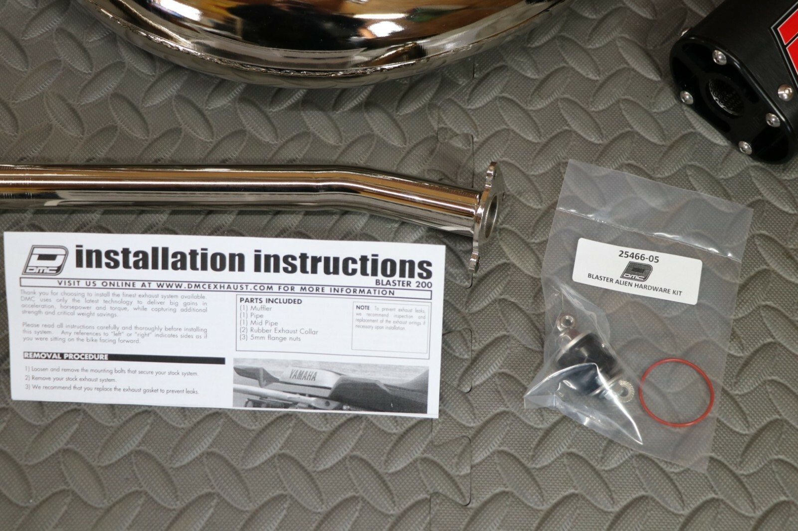 DMC Alien Yamaha Blaster aftermarket exhaust pipe + silencer CHROME ...