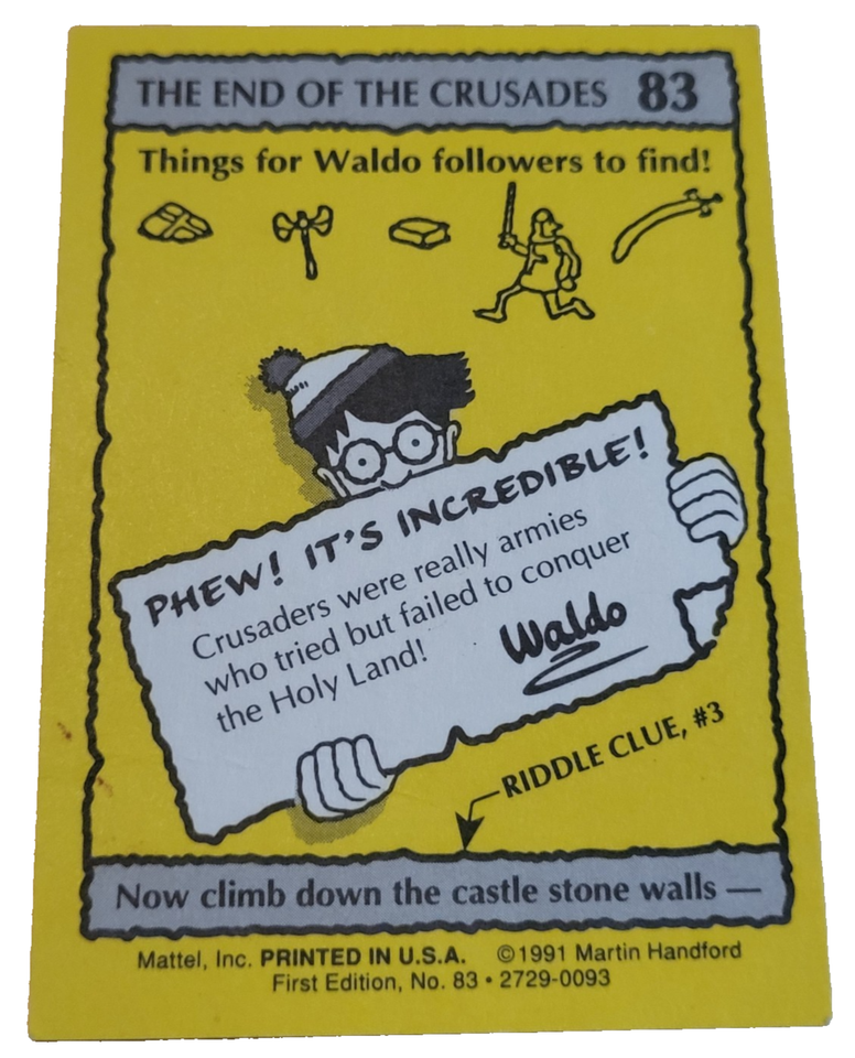 1991 Mattel Where Is Waldo Trading Card #83 The End Of The Crusades (G8 ...