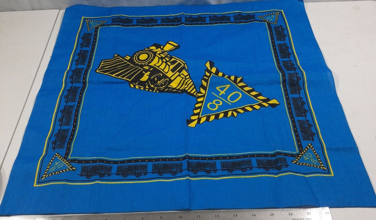 Vintage Train Locomotive Square Scarf/Handkerchief 22… - Gem