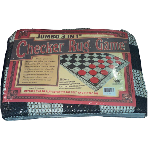 NEW Cracker Barrel Jumbo 3 In 1 Checker Rug Game Reversible Tic Tac Toe ...