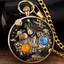 Unique Musical Movement Pocket Watch Astronaut Space Quartz with Fob ...